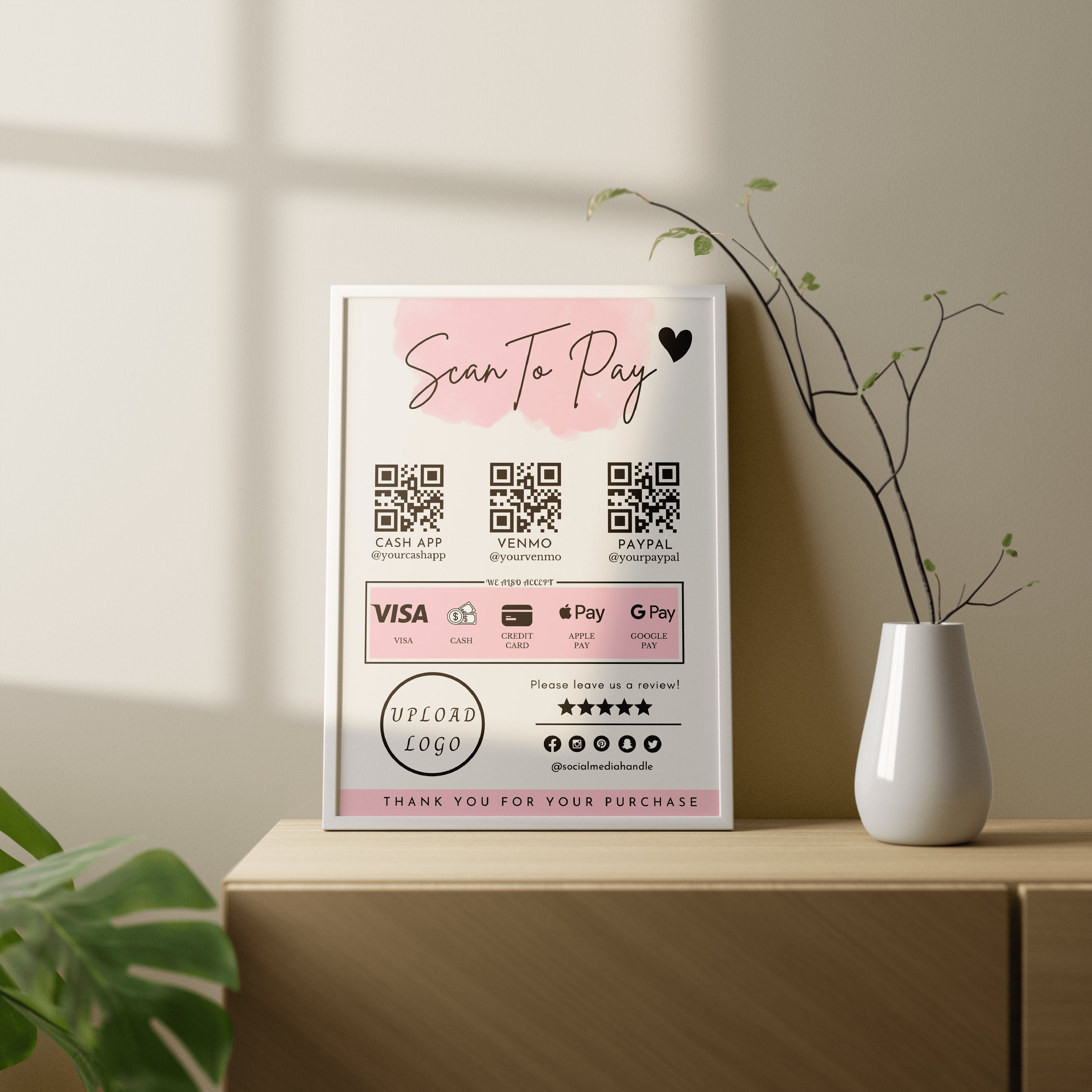 Editable Scan to Pay Sign QR Code Sign Template Canva, Printable ...
