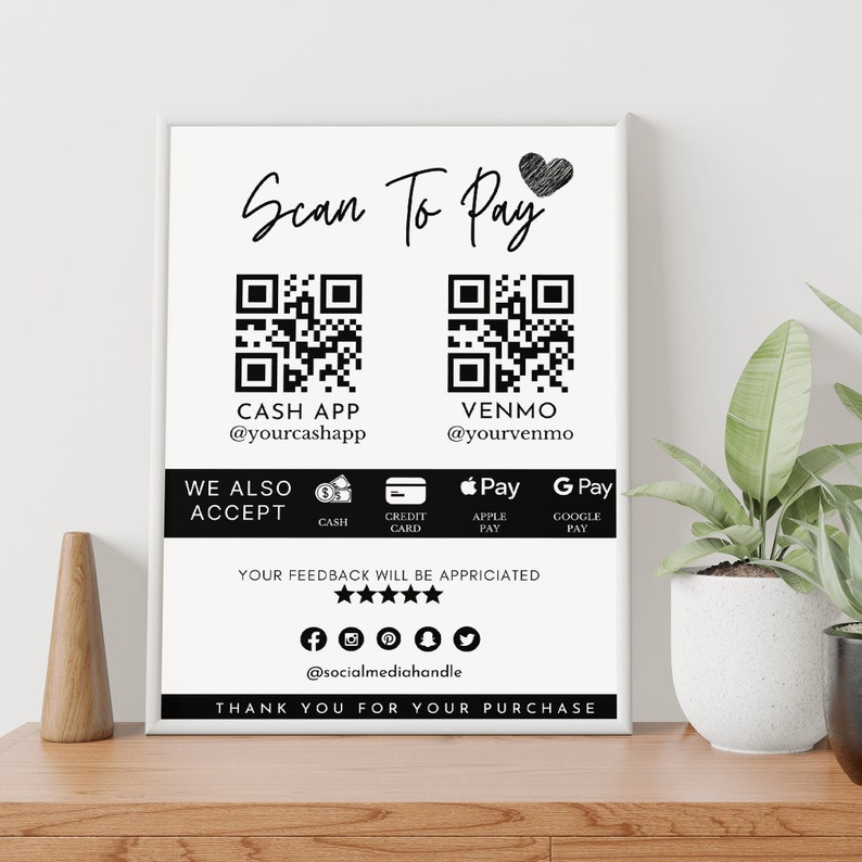 Editable Scan to Pay Sign QR Code Sign Template Canva, Printable ...