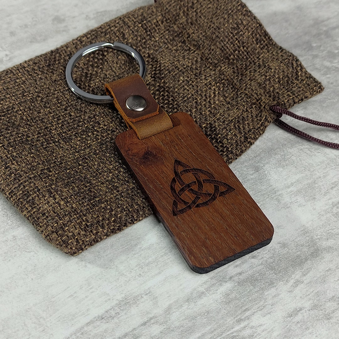 Celtic Wooden Keychain, Celtic Trinity Love Knot Key Ring, Handmade ...