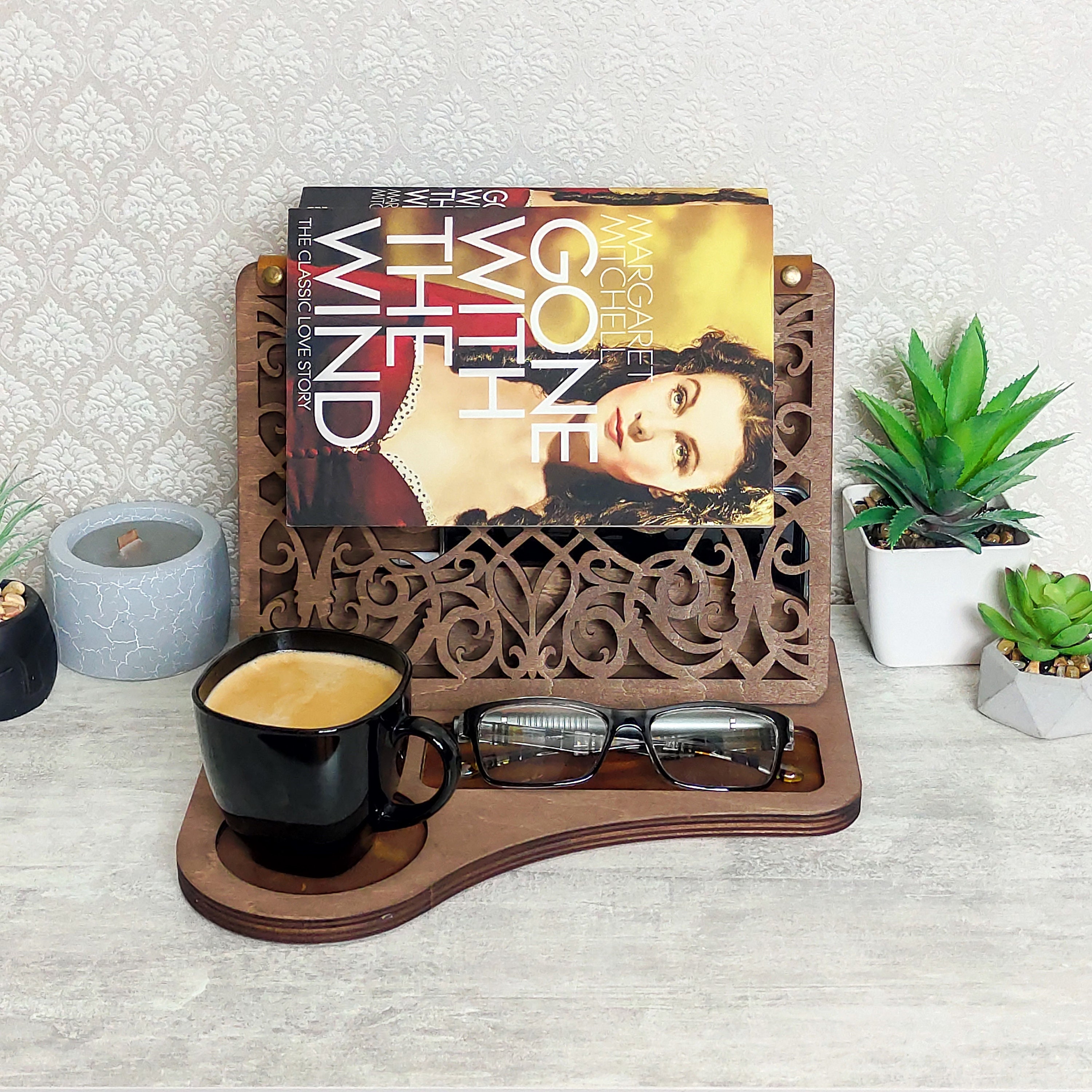 Page Saver, Stand for Reading, Wooden Book Valet, Nightstand Organizer ...