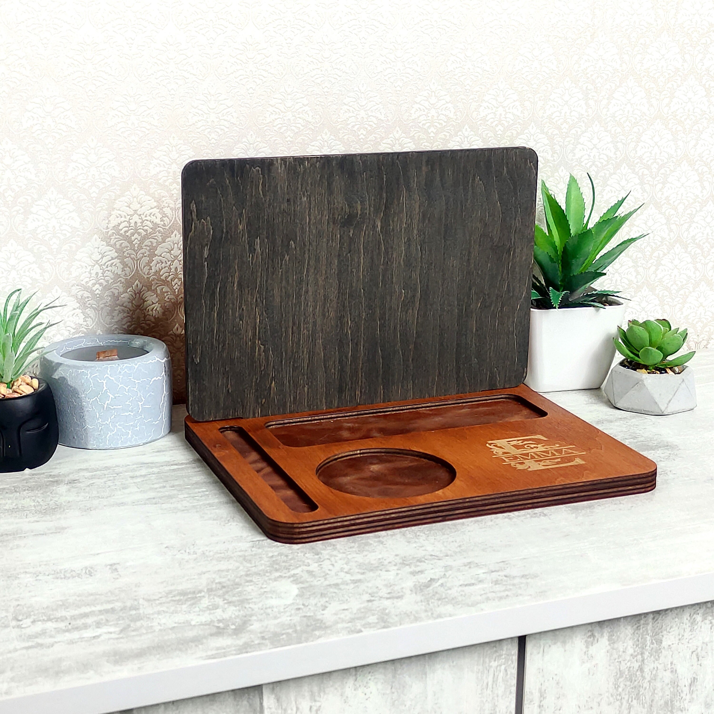 Rustic Wooden Book Valet, Personalized Wooden Book Holder, Nightstand ...