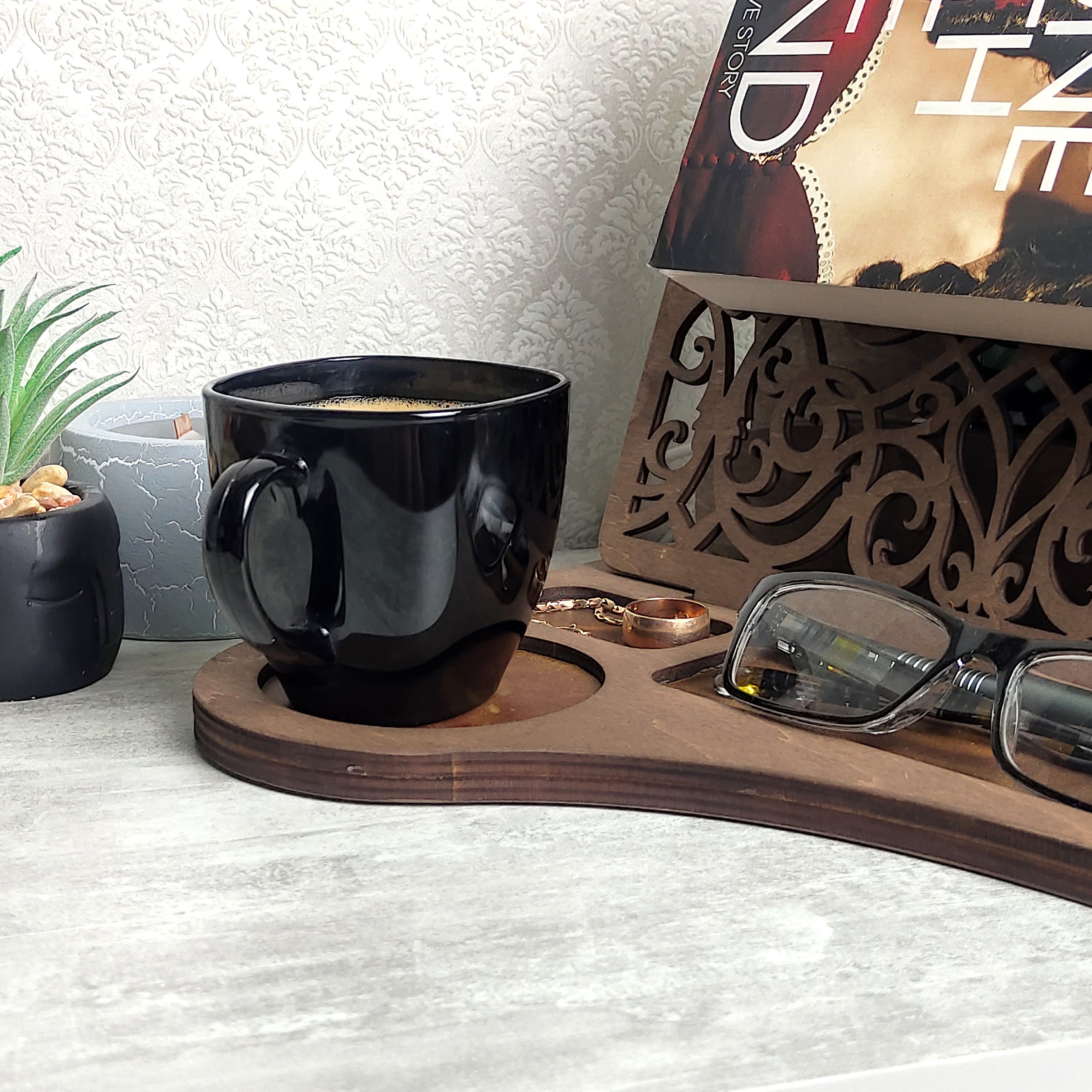 Page Saver, Stand for Reading, Wooden Book Valet, Nightstand Organizer ...