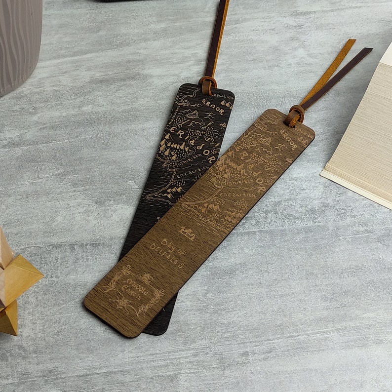 Leather and Wood Personalized Bookmark, Custom Plywood Bookmark, LOTR ...