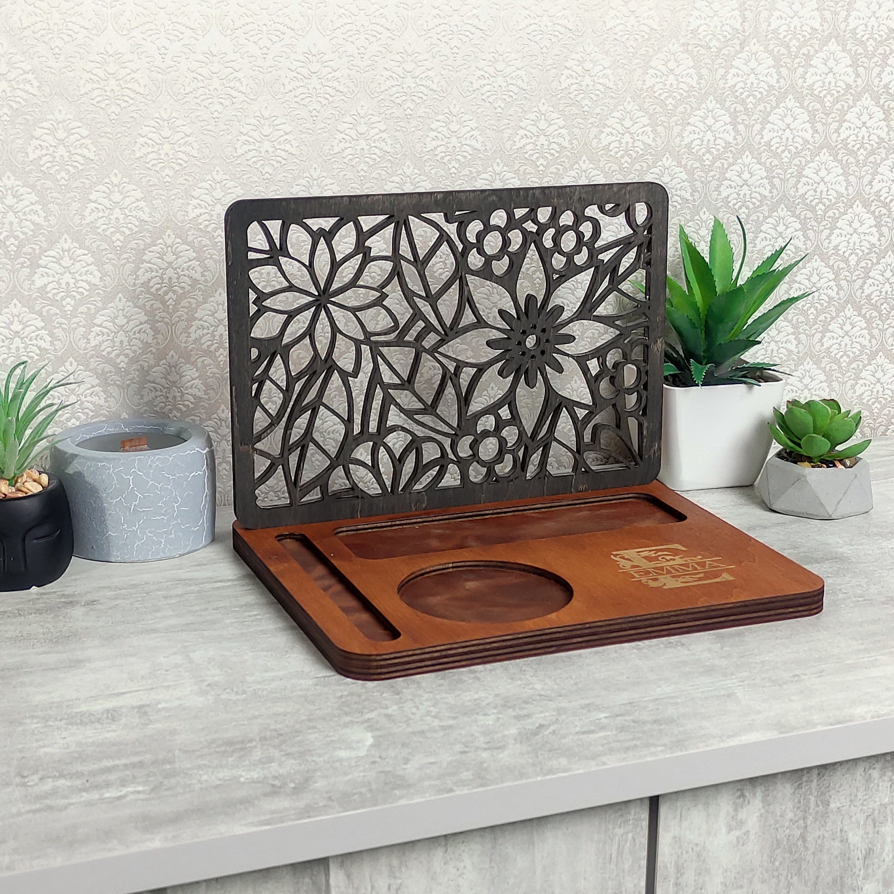Rustic Wooden Book Valet: Personalized Nightstand Organizer - Etsy