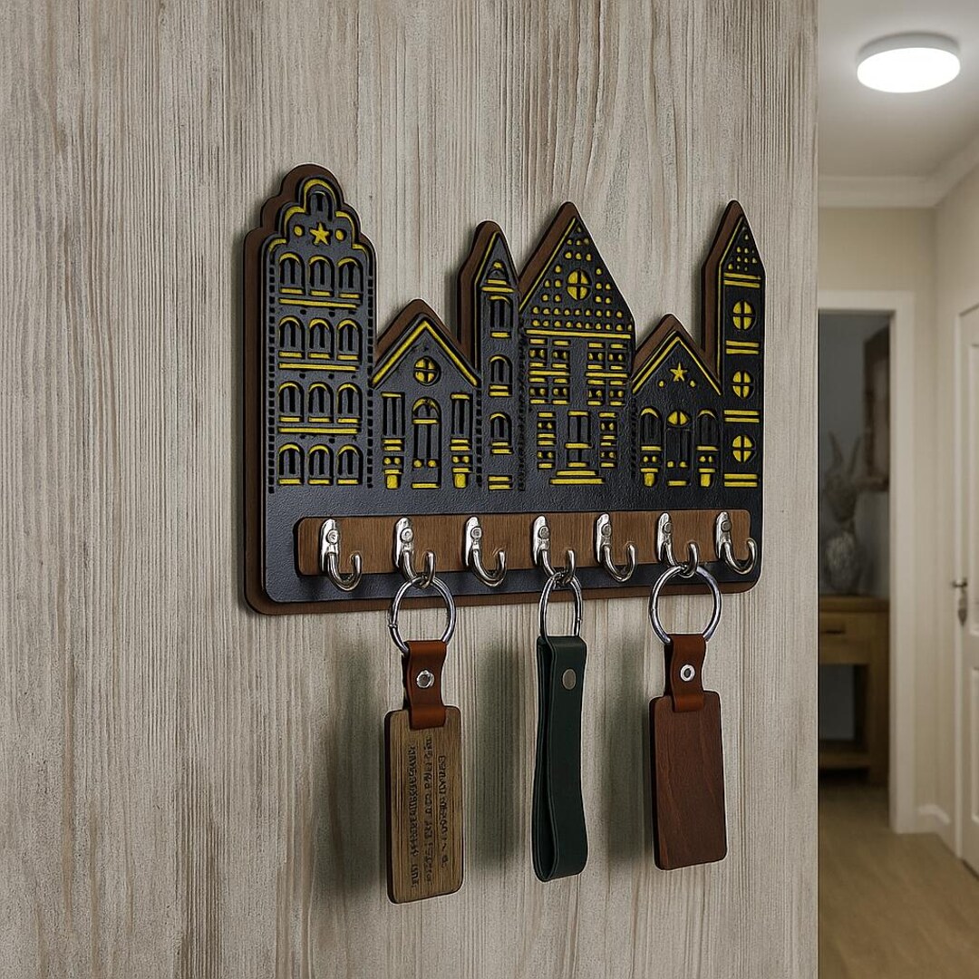 Wood Key Holder - House, Key Rack, Wall Key Holder, Key Hanger, Farm ...