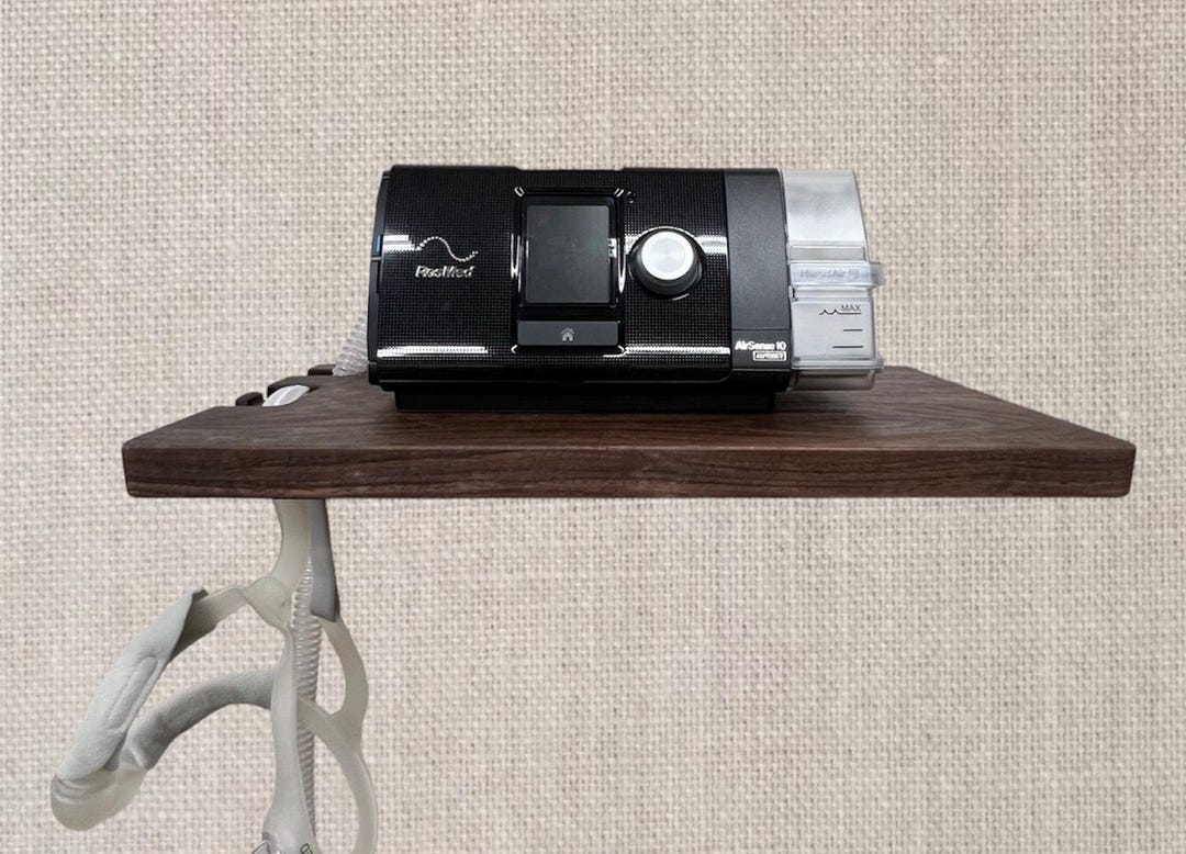 Floating CPAP Machine Shelf Integrated Mask Hook and Hose Support Wall ...