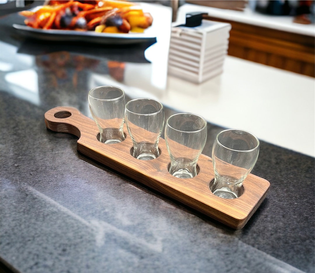 4 Drink Beer, Wine, Whisky Flight Board Solid Walnut Craft Beer Tasting ...