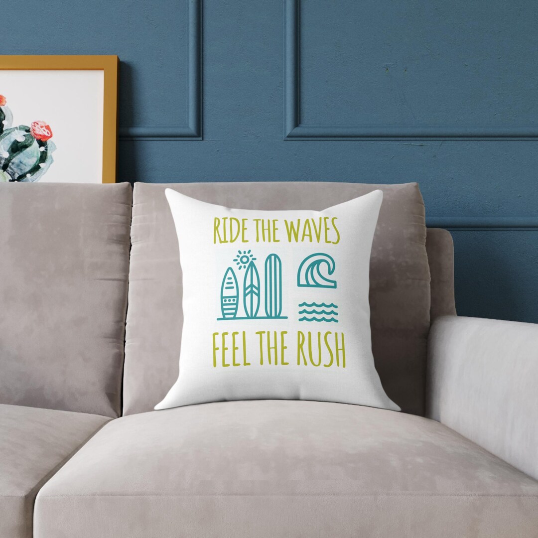 Surf-inspired Decorative Pillow, Ride the Waves Home Decor, Summer Vibe ...