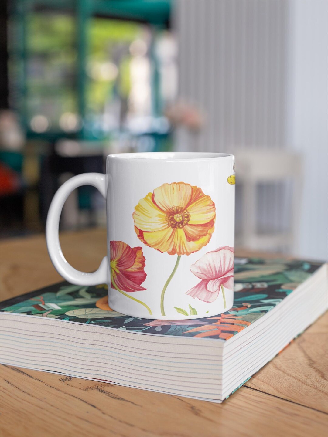Floral Mug Design, Ceramic Mug, Coffee Cup, Tea Mug, Gift for Her ...