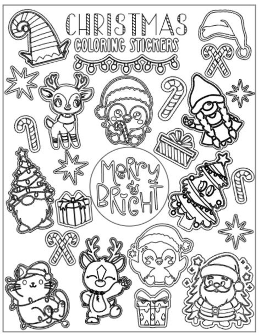 Christmas Coloring / Coloring Book/ Stickers/ Holidays/ Custom Sticker ...