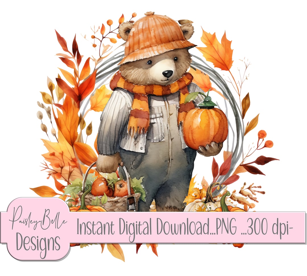 Autumn Teddy Bear Clipart | Autumn Teddy Bear PNG | Autumn Leaves Png ...