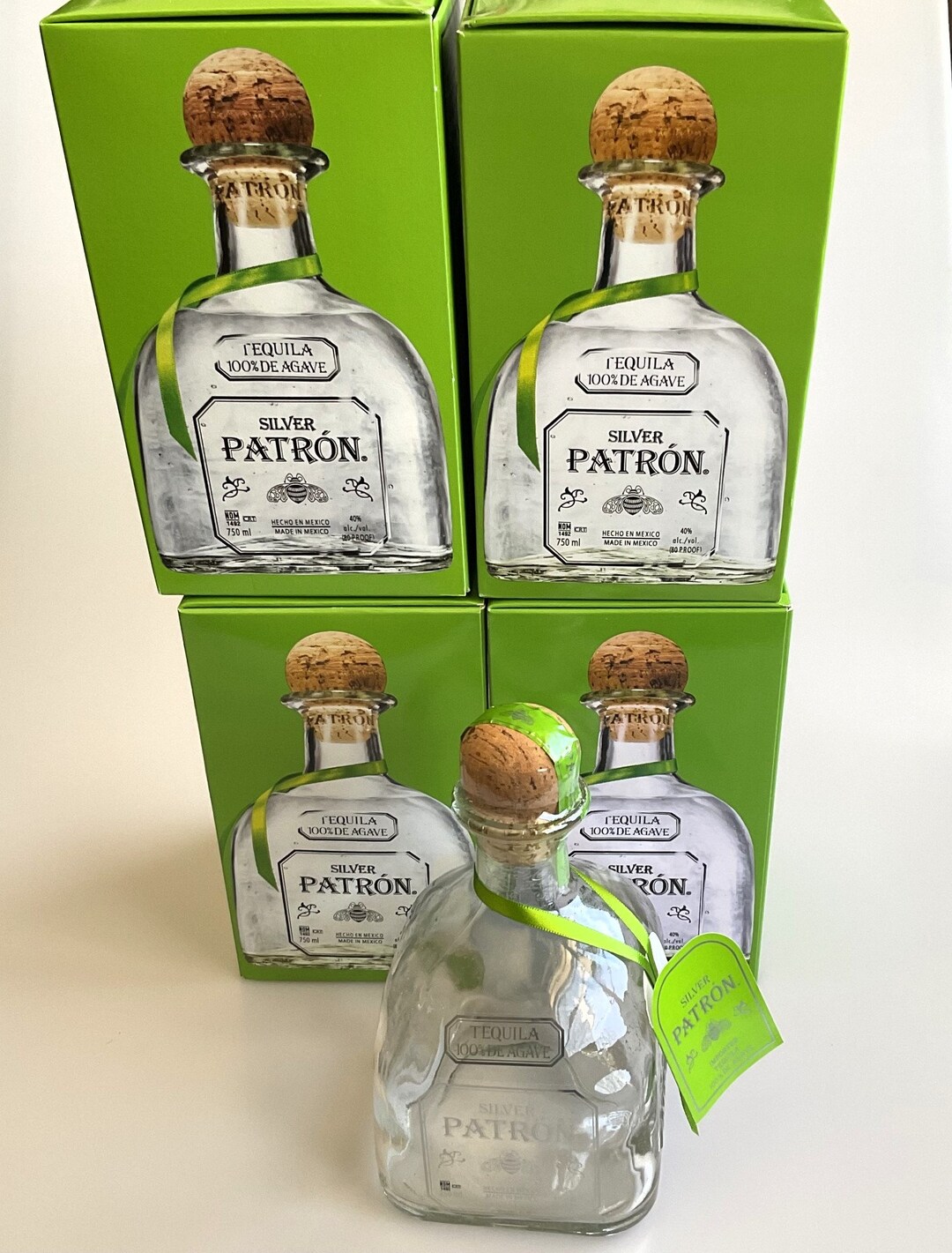 4 Patron Silver Tequila Bottles, Glass 750 Ml With Boxes - Etsy