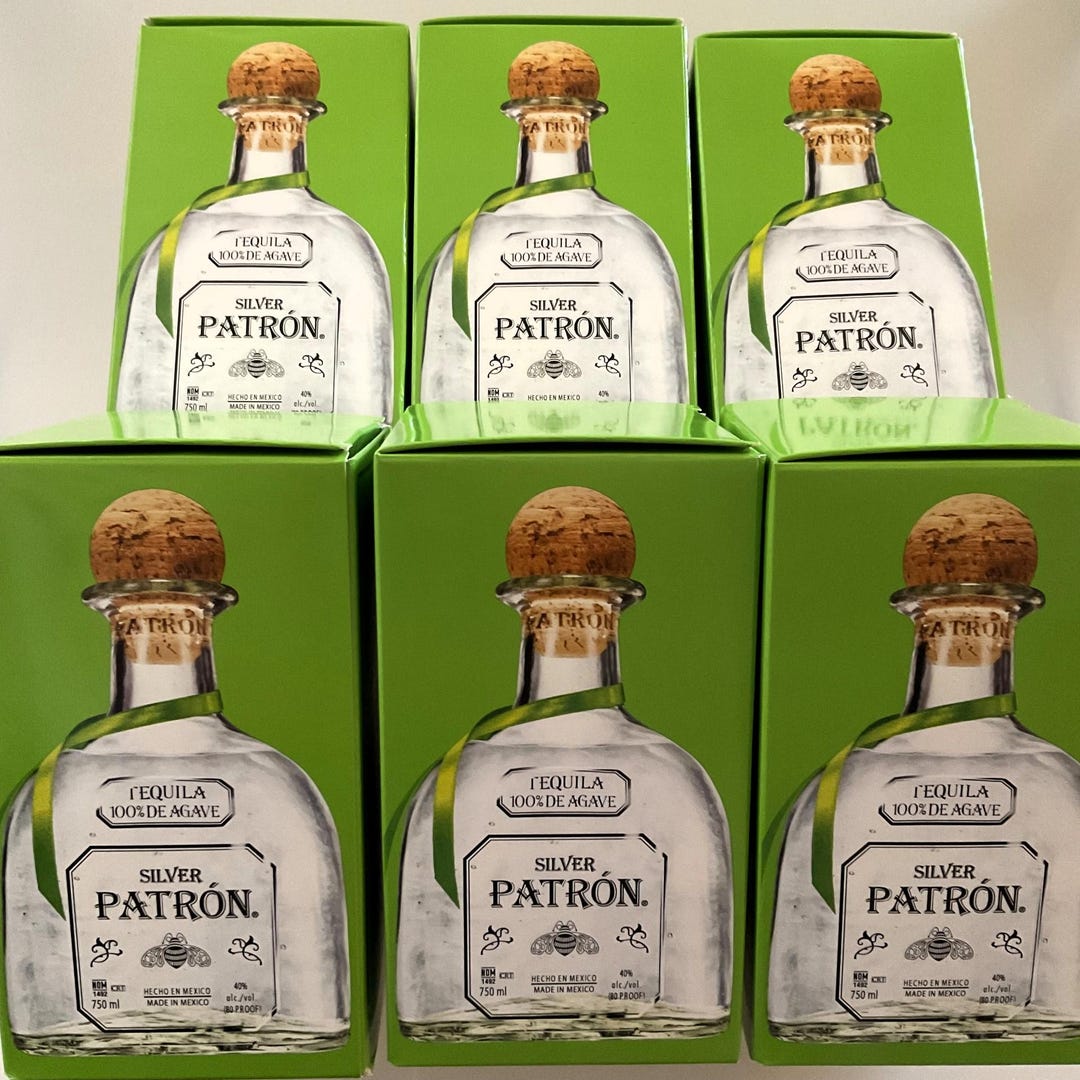 6 Patron Silver Tequila Bottles 750 Ml Heavy Duty Glass Bottle With ...