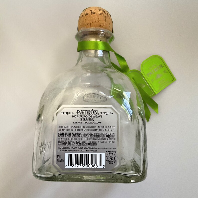 Large 1.75L Patron Silver Tequila Bottle Heavy Duty Thick Glass 3 Lb 10 ...