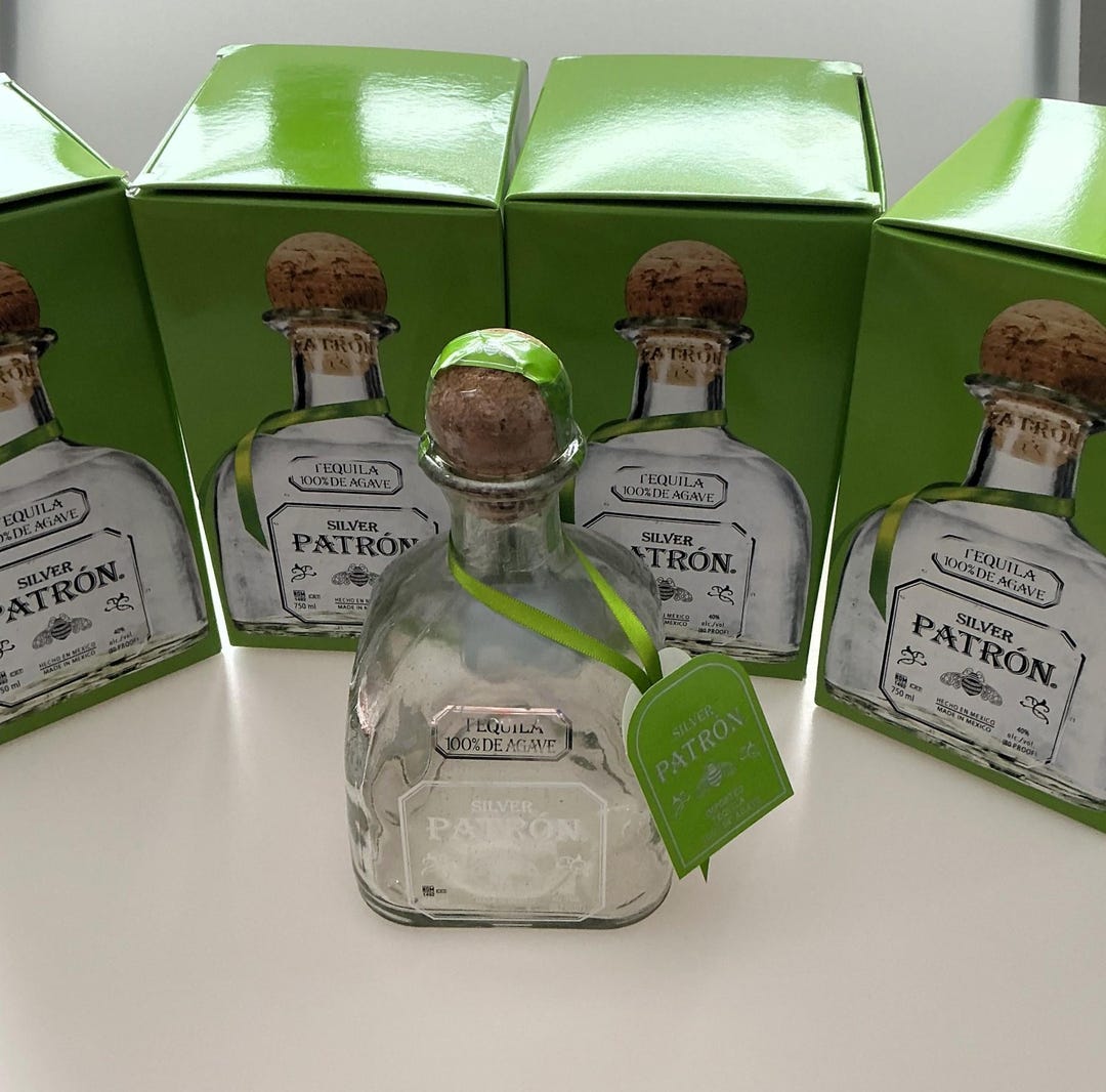 4 Patron Silver Tequila Bottles, Glass 750 Ml With Boxes - Etsy