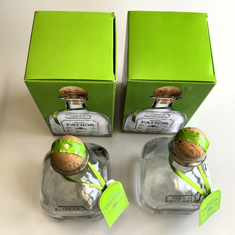 2 Patron Silver Tequila Bottles, Glass 750 Ml With Boxes - Etsy