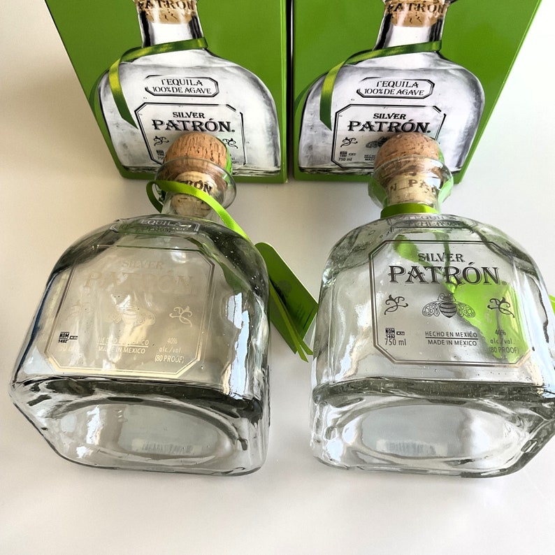 2 Patron Silver Tequila Bottles, Glass 750 Ml With Boxes - Etsy