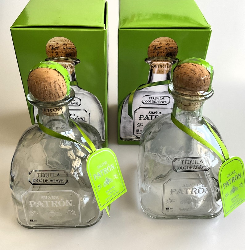 2 Patron Silver Tequila Bottles, Glass 750 Ml With Boxes - Etsy