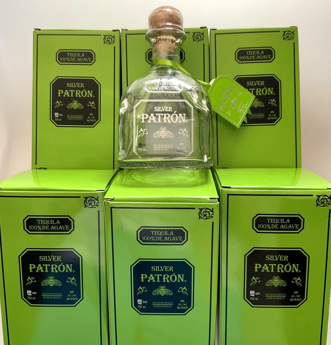6 Patron Silver Tequila Bottles 750 Ml Heavy Duty Glass Bottle With ...
