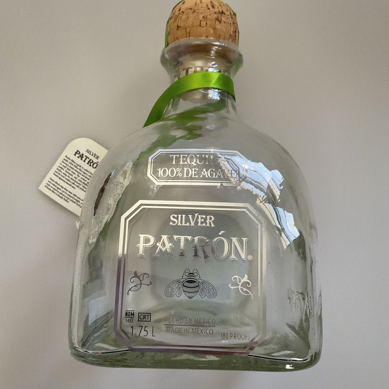 Large 1.75L Patron Silver Tequila Bottle Heavy Duty Thick Glass 3 Lb 10 ...