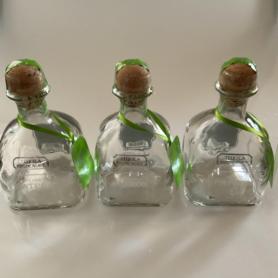 3 Patron Silver Tequila Bottles 750 Ml With Corks Tags Empty - Etsy