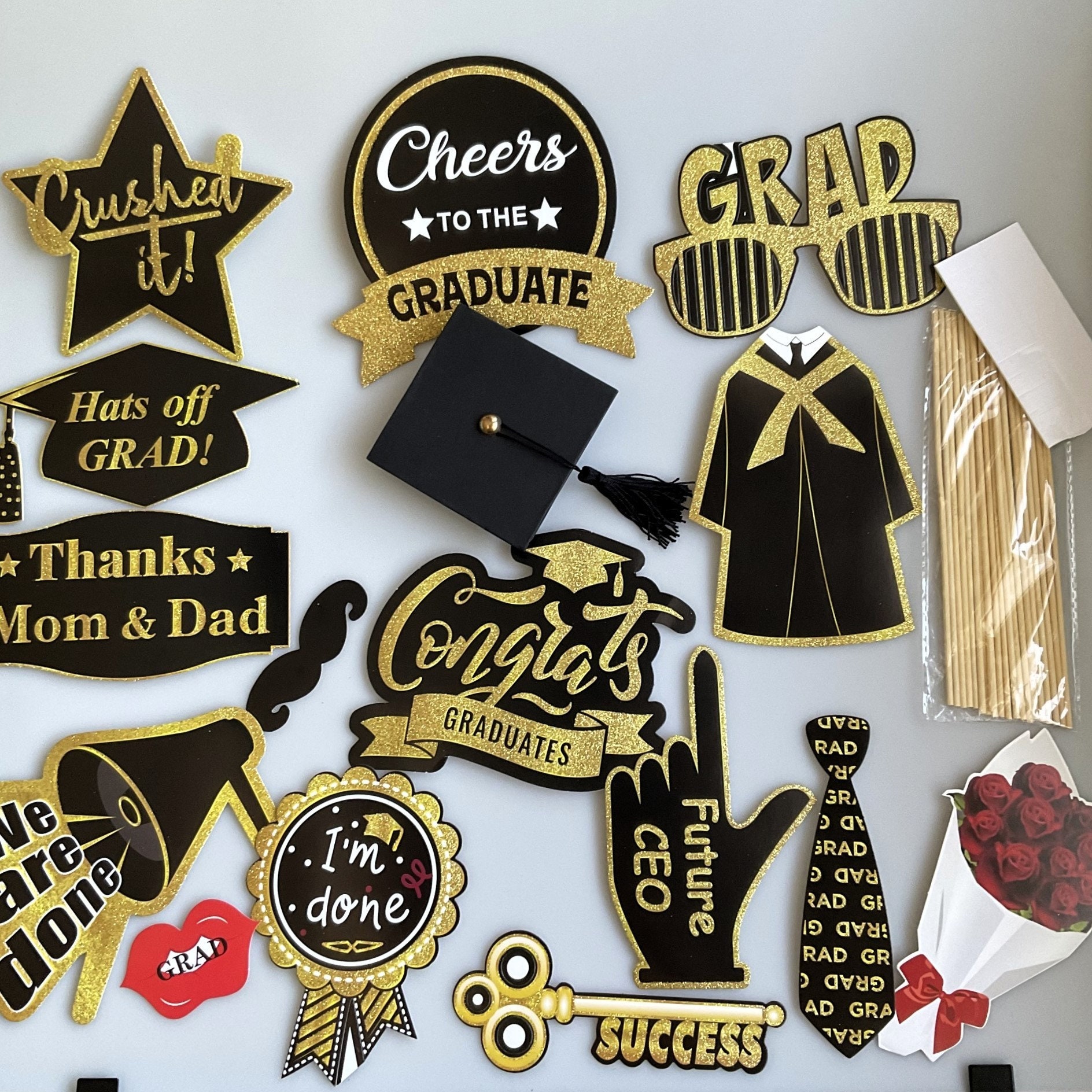 Graduation Photo Booth Props & Grad Cap DIY Box New - Etsy