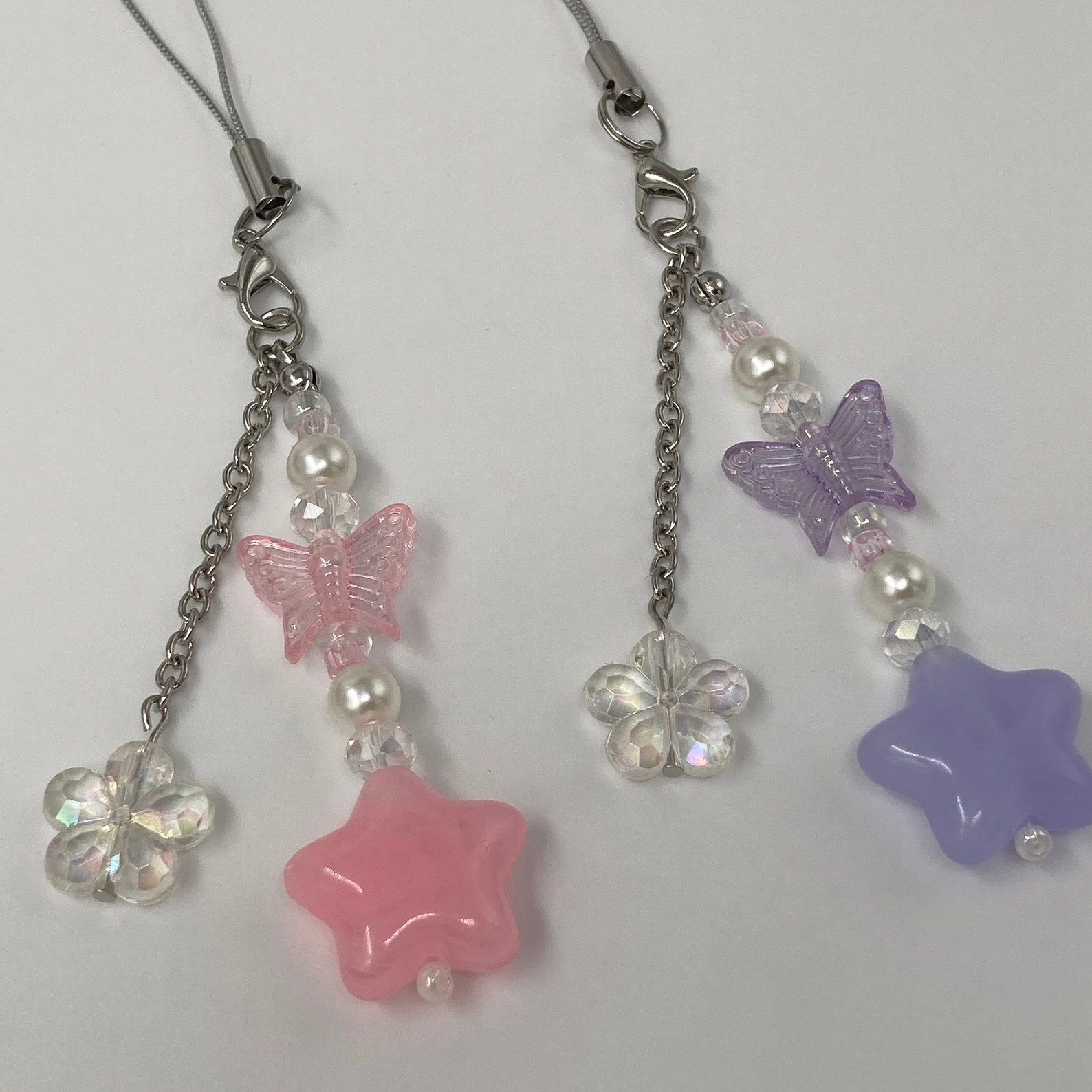 Pastel Star Phone Charm Strap or Keychain - Cute Beaded Cellphone Strap ...