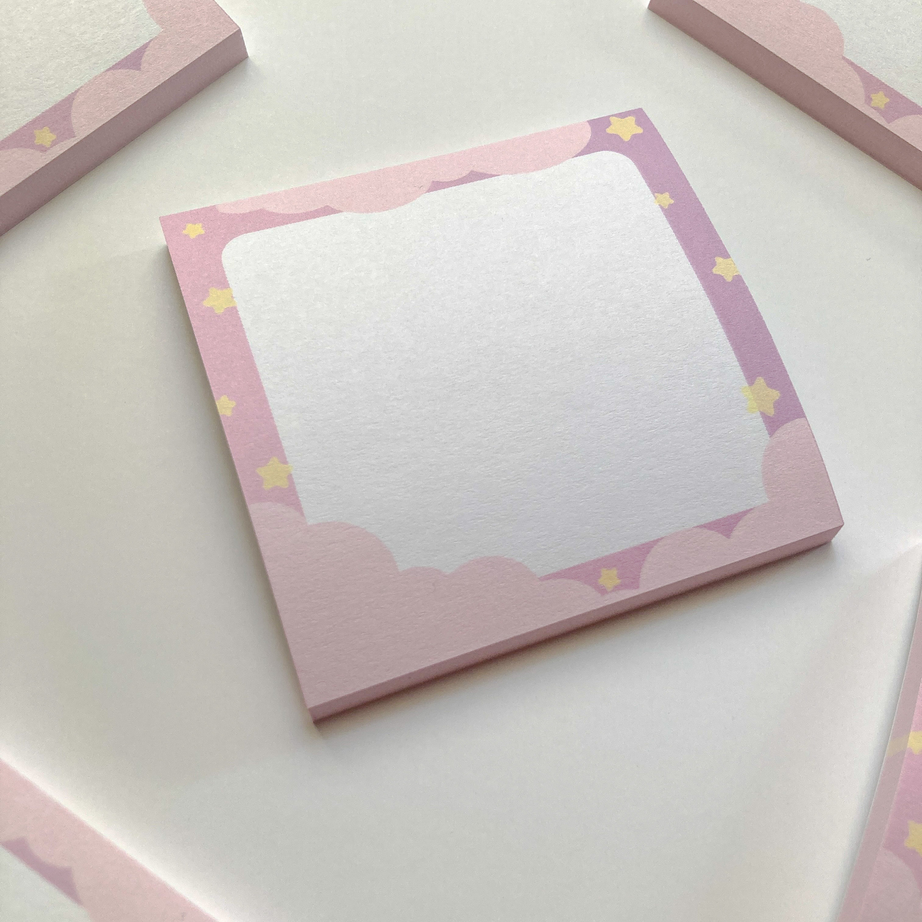 Kawaii Pastel Starry Night Sticky Notes, Dreamy Night Sky Stationery ...