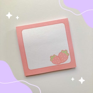 Kawaii Strawberry Sticky Notes, Cute Strawberry Stationery, Pastel ...