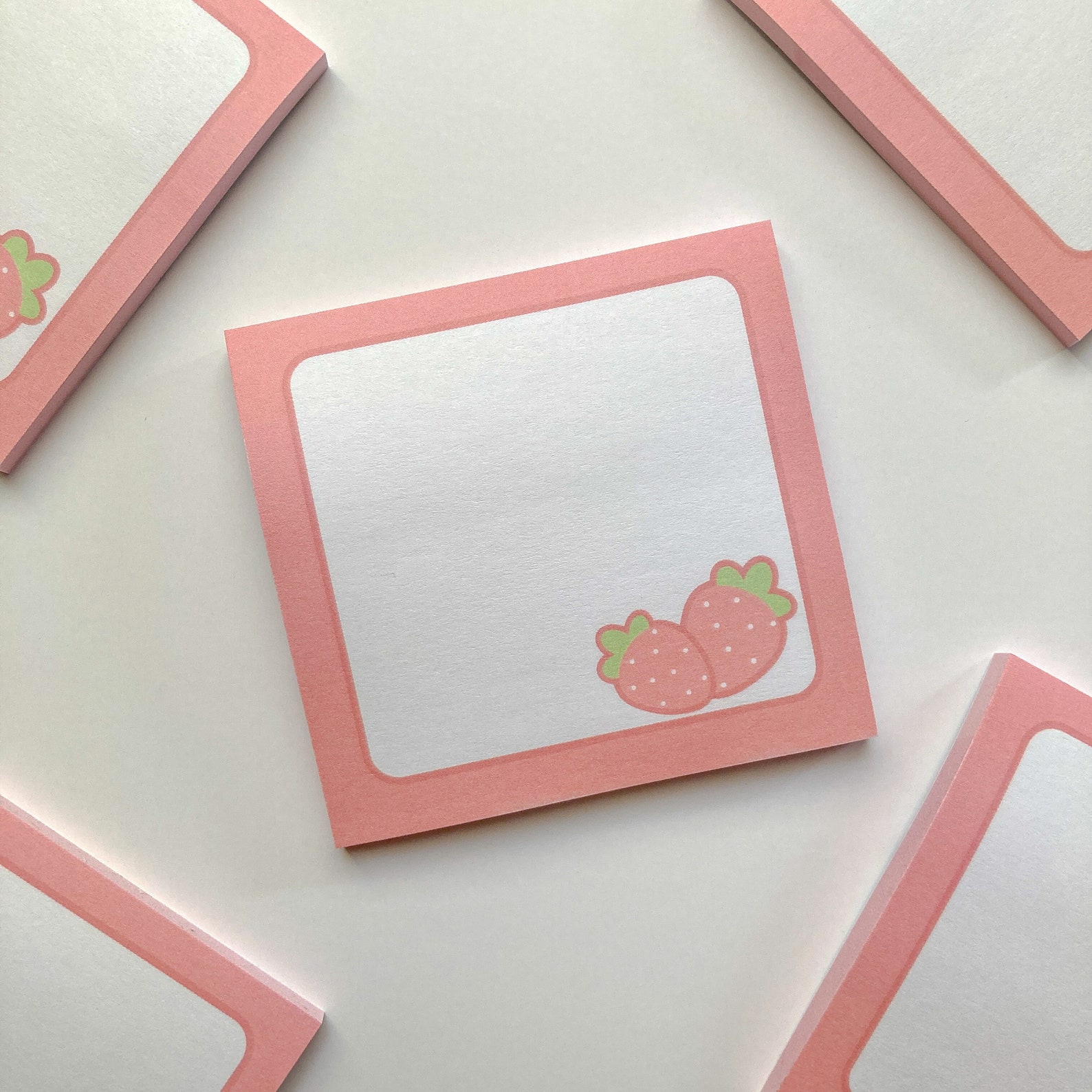 Kawaii Strawberry Sticky Notes, Cute Strawberry Stationery, Pastel ...