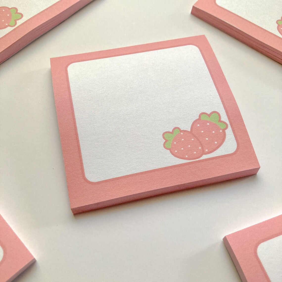 Kawaii Strawberry Sticky Notes, Cute Strawberry Stationery, Pastel ...