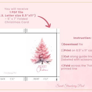 Printable Christmas Card, Instant Download Pink Christmas Card, Pink ...