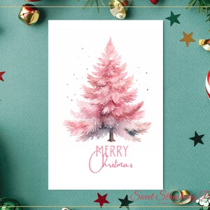 Printable Christmas Card, Instant Download Pink Christmas Card, Pink ...