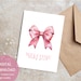 Girl Baby Shower Card, Printable Card, Pink Bow, Baby Shower Card ...