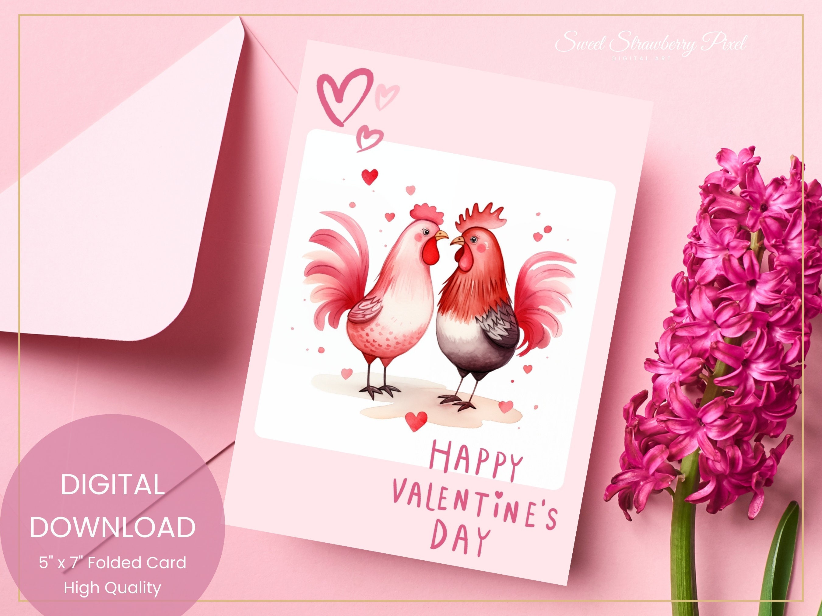 Chicken Valentines Day Card, Hen Valentines Day Card, Happy Valentines ...