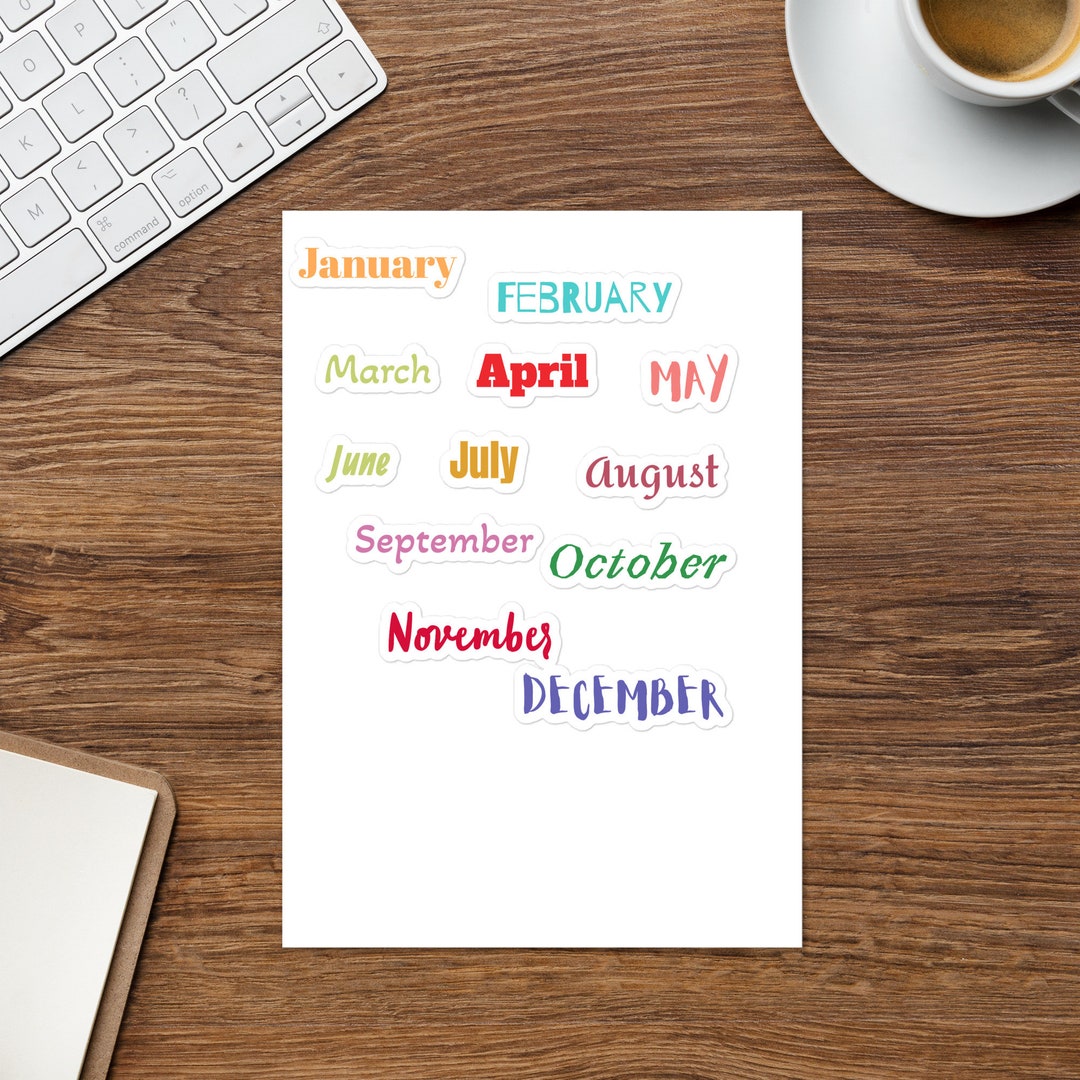 Months of the Year Sticker Sheet - Etsy UK