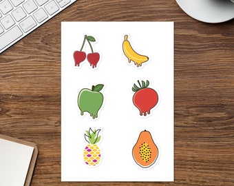 Cute Animal Faces on Fruits, Vinyl Sticker Sheet - Etsy