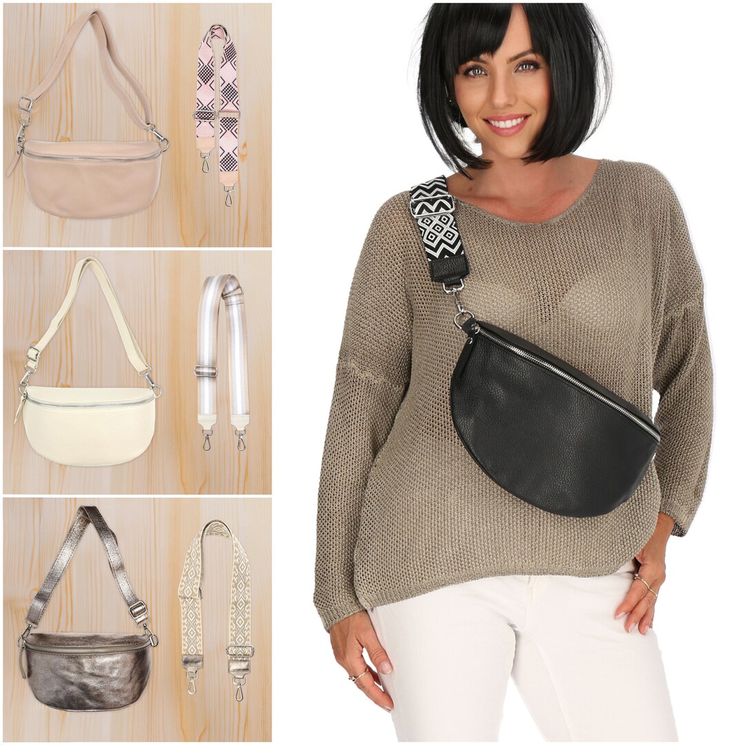 Leather Fanny Pack With Wide Strap, Small Shoulder Bag in Several ...