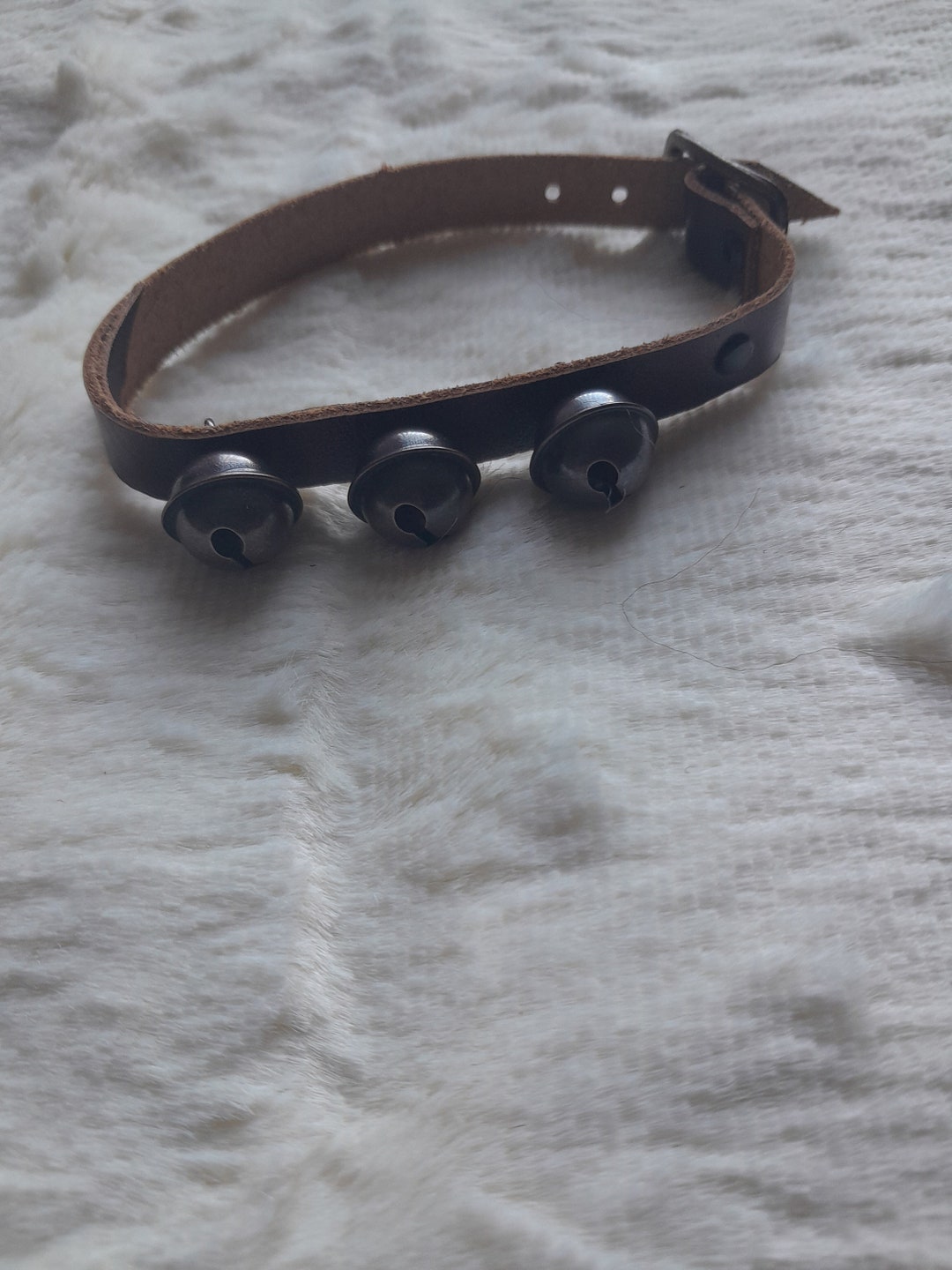 Suede Brown Leather Collar With 3 Tin Bells, 19cm X 1 Cm (352-a1) - Etsy UK