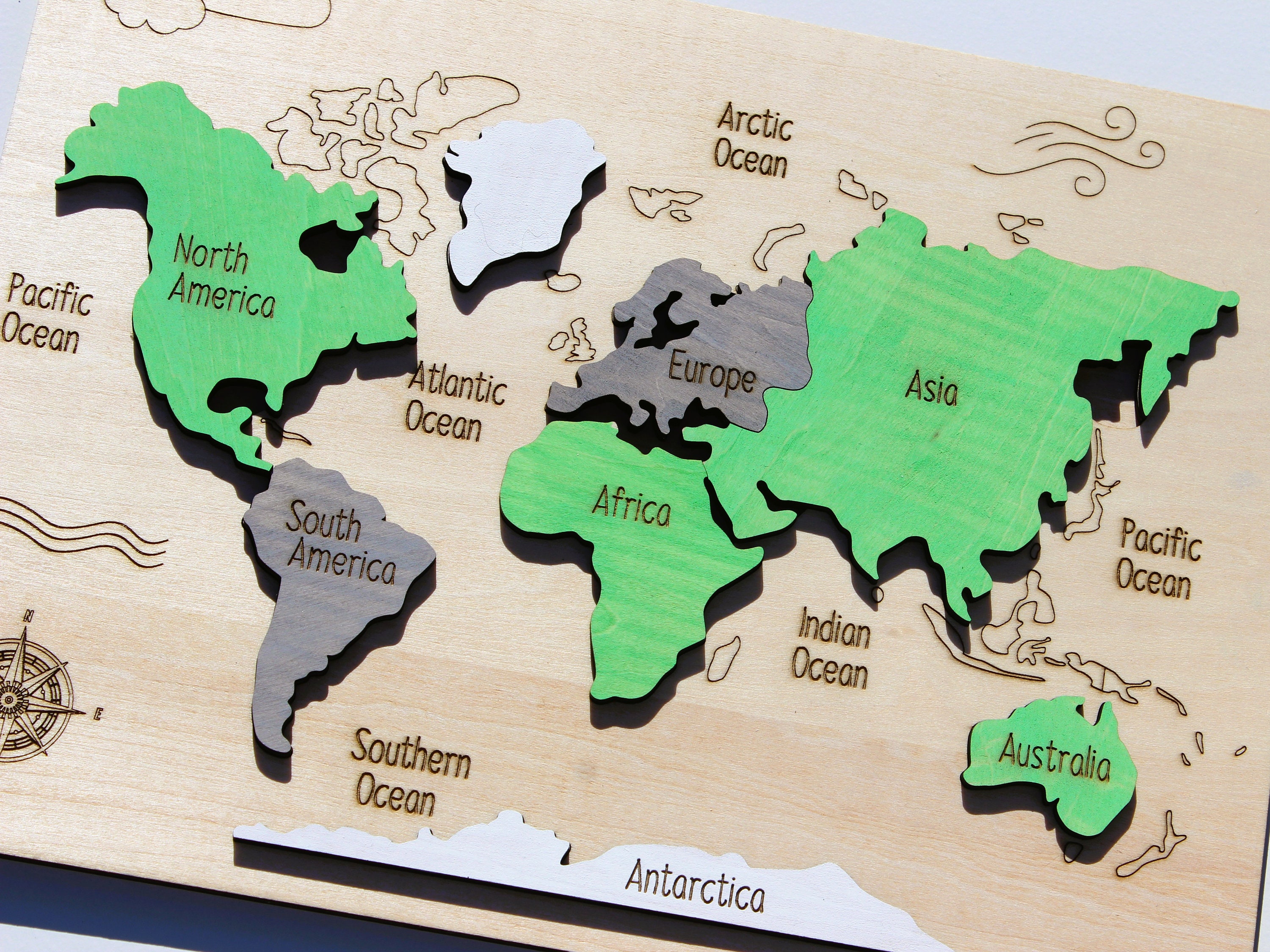 World Map Wood Puzzle Montessori Elementary Gift Ideal for - Etsy Canada