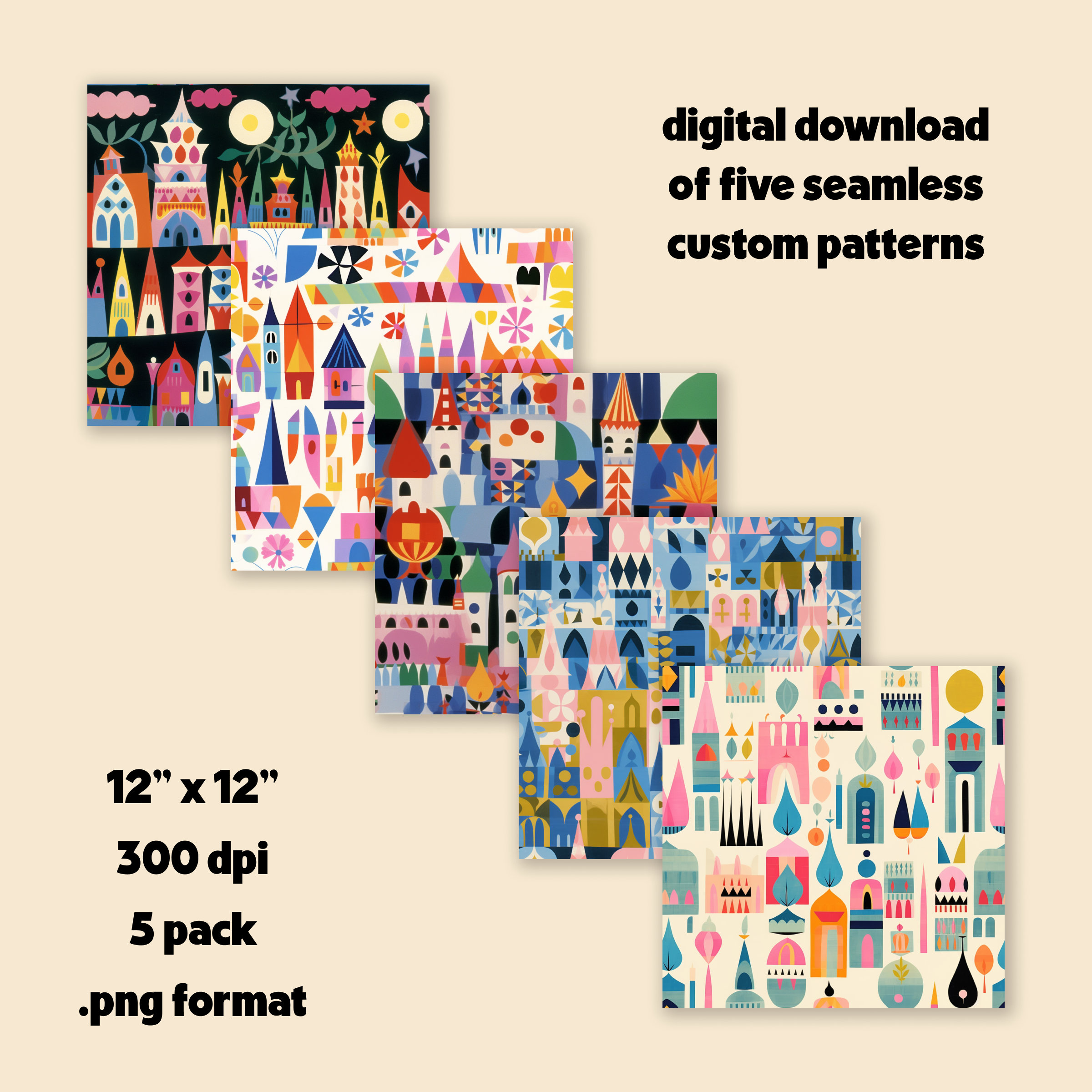 It's a Small World Inspired - Mary Blair Seamless Patterns - Etsy