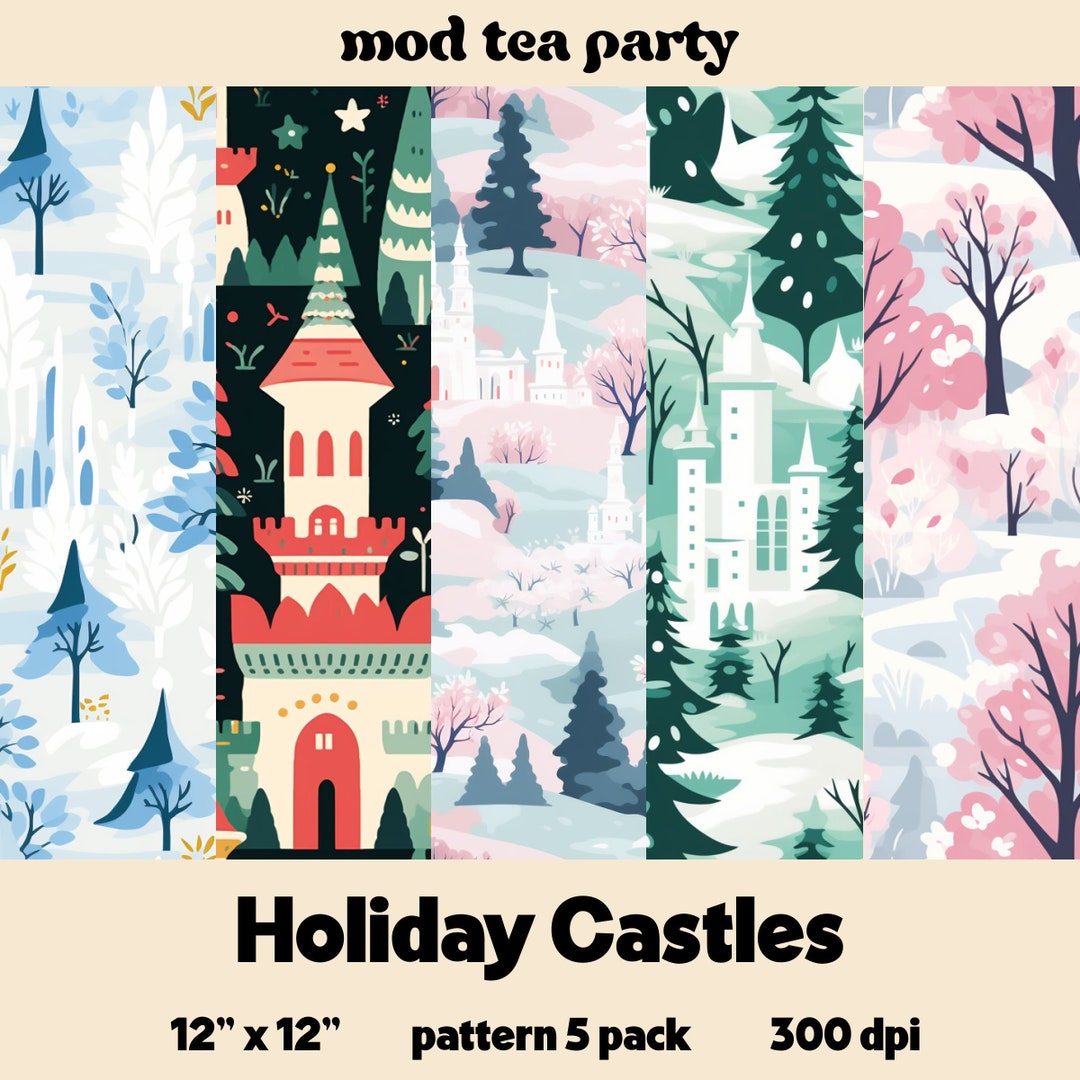 Disneyland Inspired Seamless Digital Patterns - Holiday Castles - Etsy