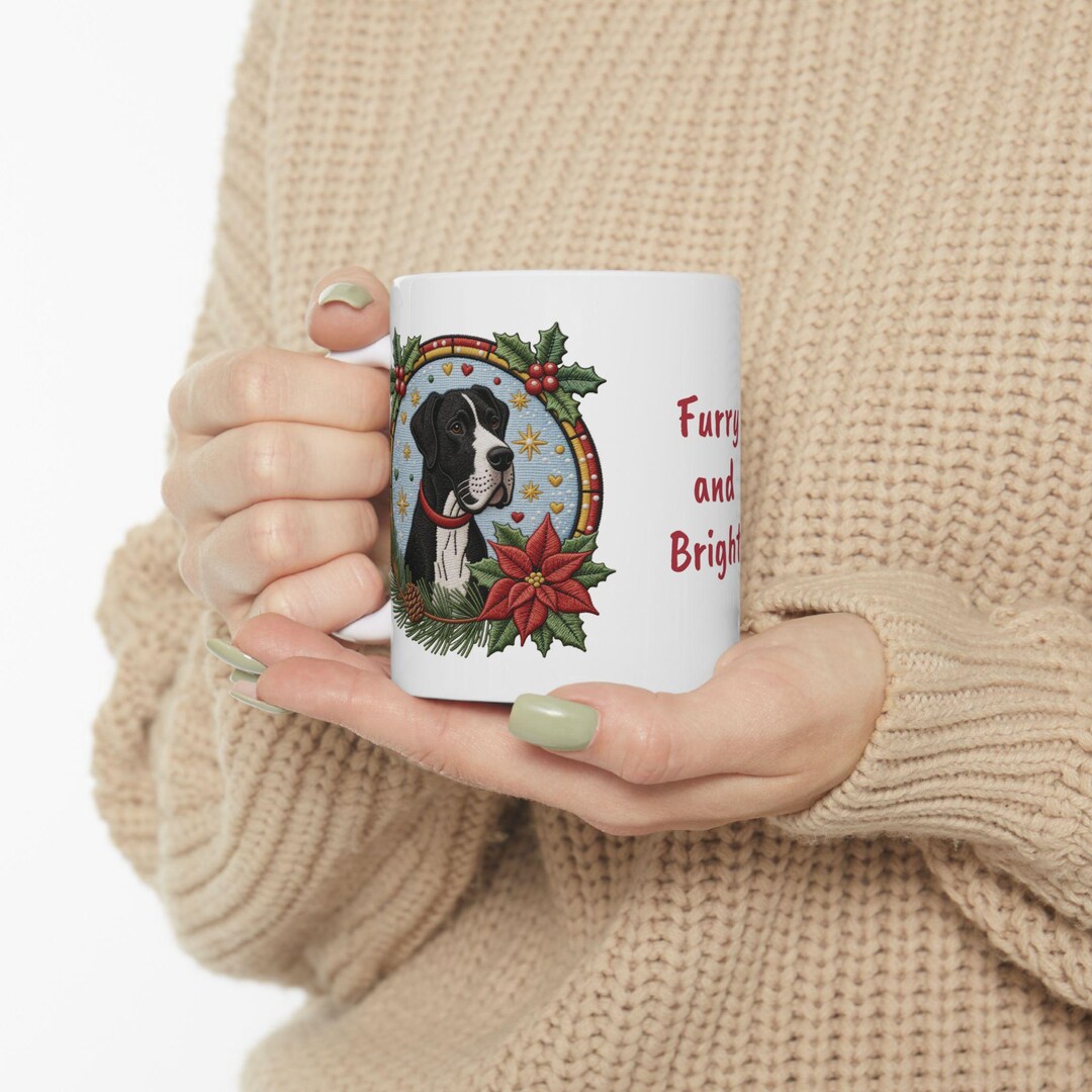 Black Great Dane Furry & Bright Christmas Mug | Dane Mama Gift - Etsy