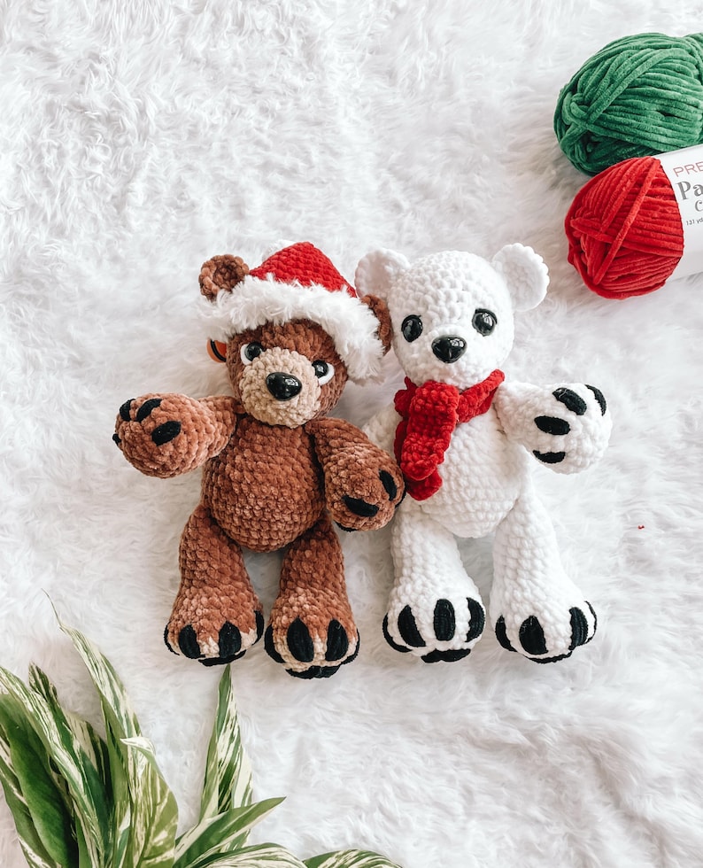 LOW SEW Christmas Bear Crochet Pattern Amigurumi Santa Bear Crochet ...