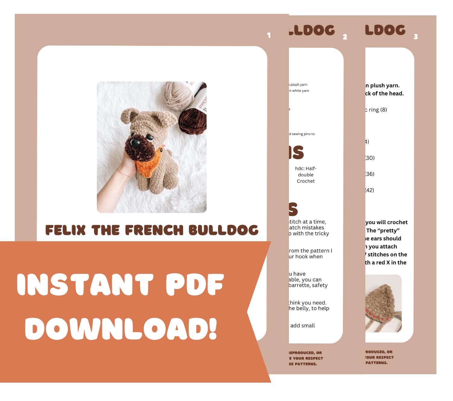 LOW SEW French Bulldog Crochet Pattern Frenchie Amigurumi Pattern DIY ...