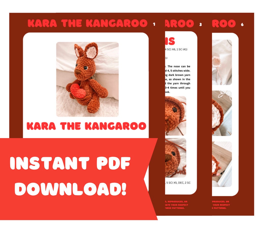 Kangaroo Crochet Pattern, Valentines Crochet Pattern, Amigurumi ...