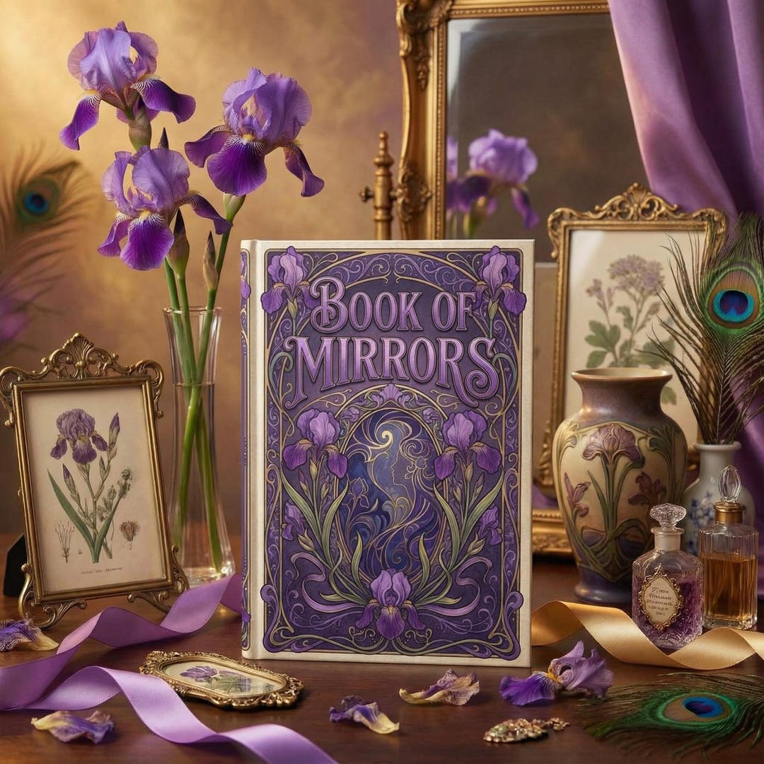 Book of Mirrors Hardcover Journal | Art Nouveau Iris Floral Notebook - Etsy
