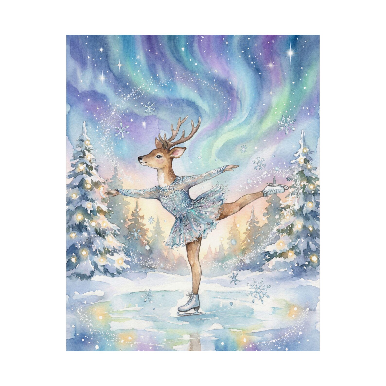 Ice Skating Reindeer Ballet Poster | Matte Vertical Poster - Etsy