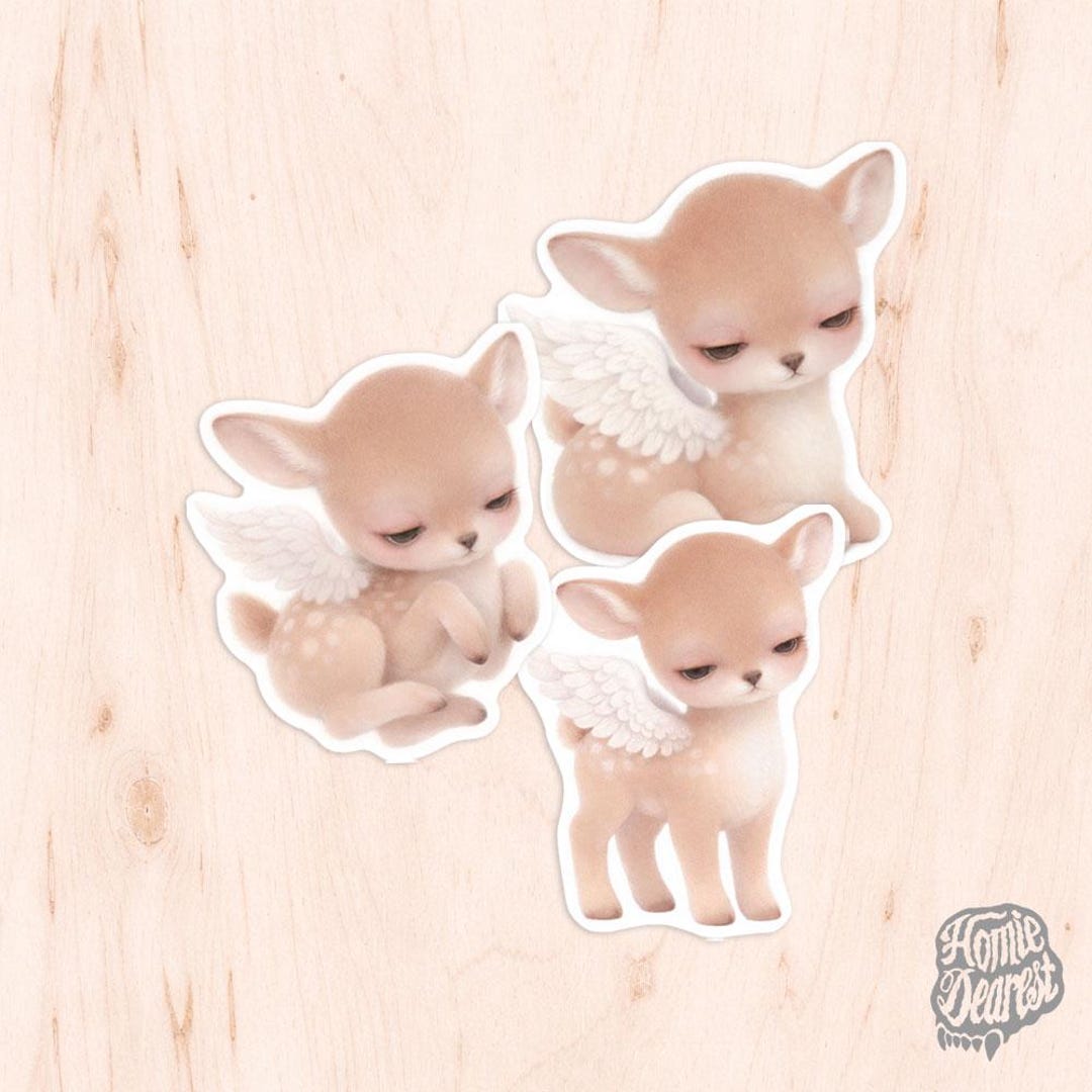 Creepy-cute Fawn Vinyl Sticker: Baby Bambi Deer With Angel Wings - Etsy