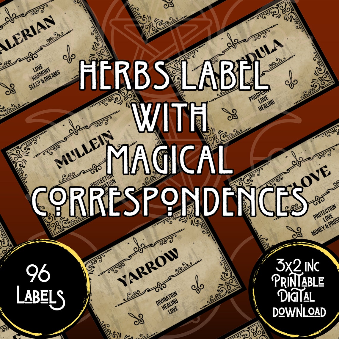 Herbalism, Spice Labels Jar, Witch Apothecary, Vintage Herb Label ...